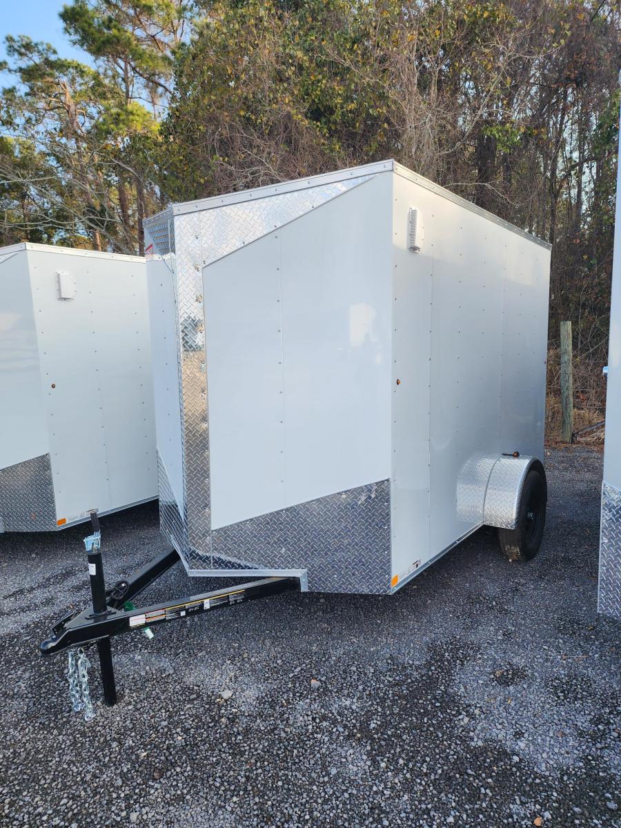 6X12 CARRY-ON 6X12 ENCLOSED, Sloped V-Nose, Ramp, Side Door, LED LTS ...