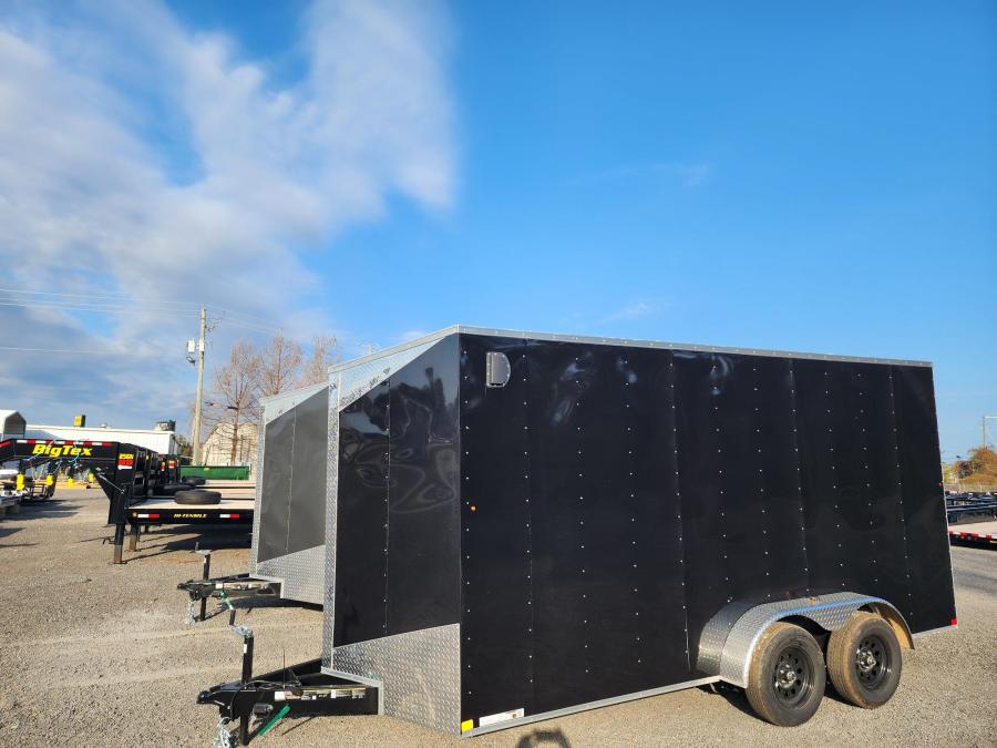 7X14 CARRY-ON 7X14 ENCLOSED, Sloped V-Nose, Ramp, Elec Brakes, Side ...